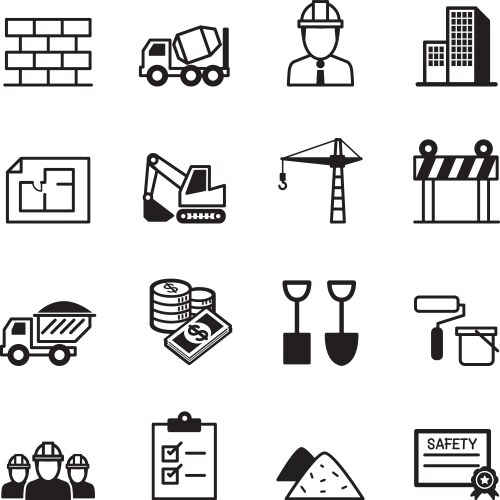 Architecture construction building icon set Vector Image