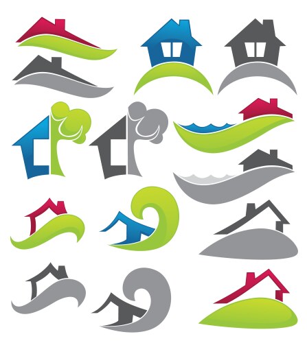 Real estate logo and icons Royalty Free Vector Image