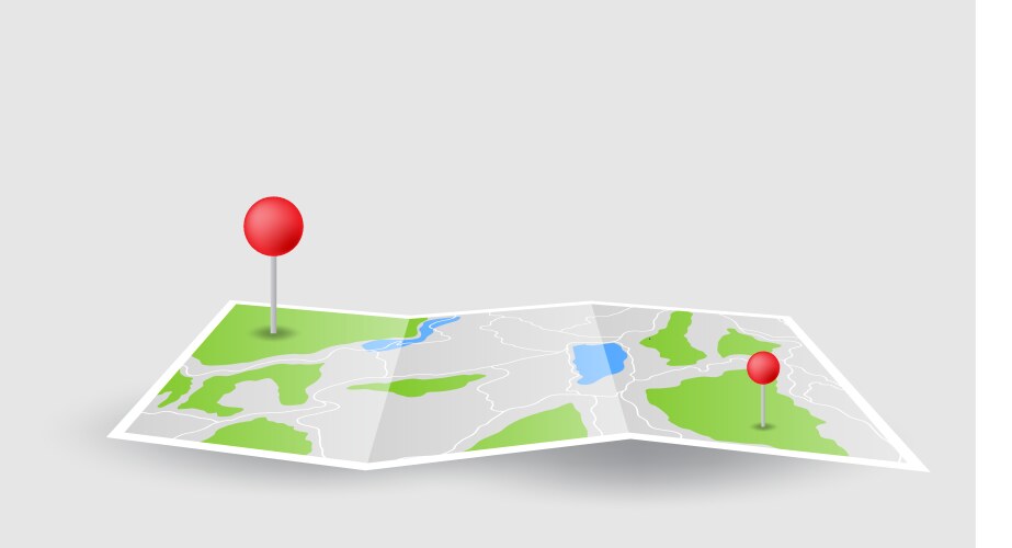 Flat background of location route map fold page Vector Image