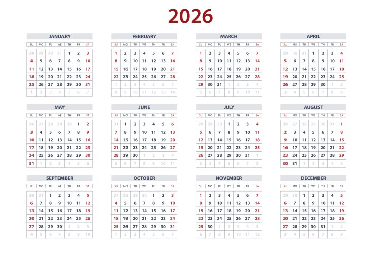Calendar 2025-2026 template planner Royalty Free Vector
