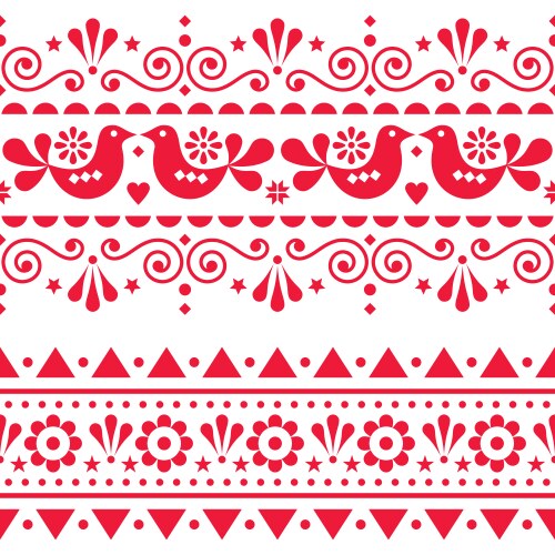 Folk heart seamless pattern scandinavian Vector Image