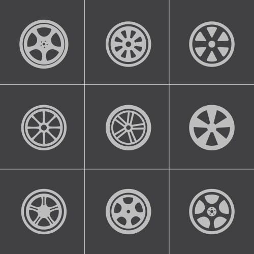 Tire tyre icons auto sport race car wheels shop Vector Image