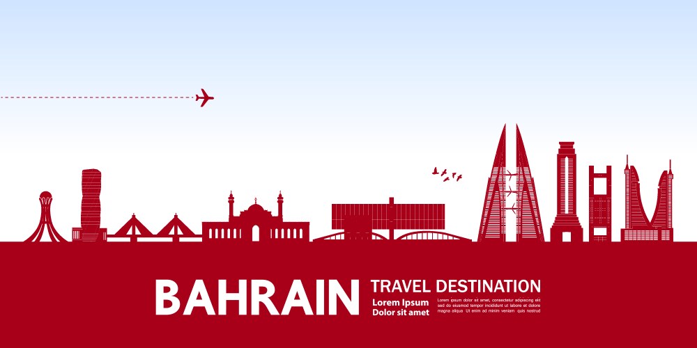 Travel to bahrain manama set cultural symbols Vector Image