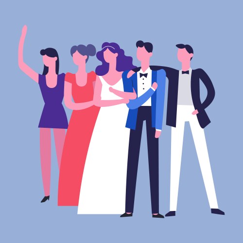 Bride and groom animated characters Royalty Free Vector