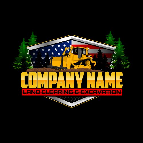 Land clearing and excavating company logo Vector Image