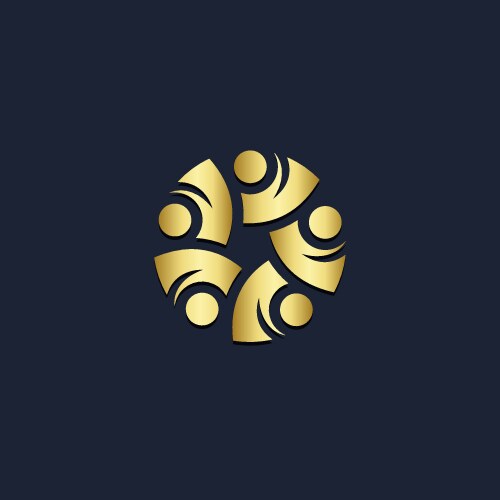 Circle unity group diversity abstract gold logo Vector Image