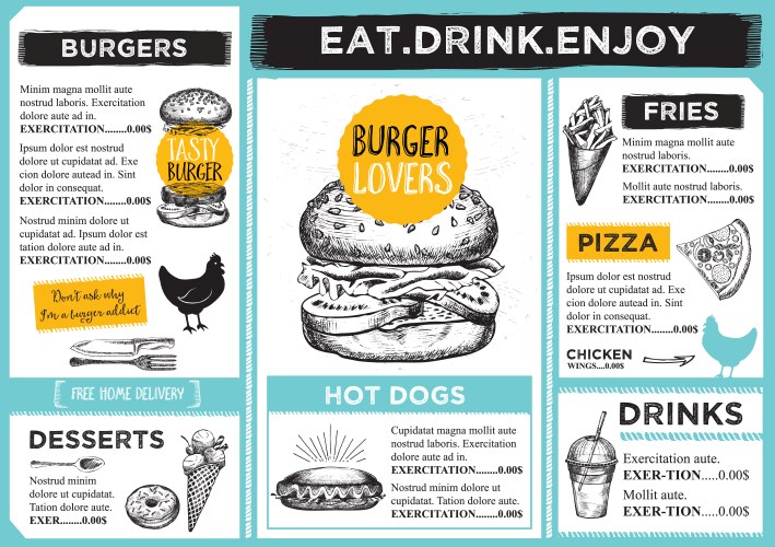 Restaurant set menu graphic design template Vector Image