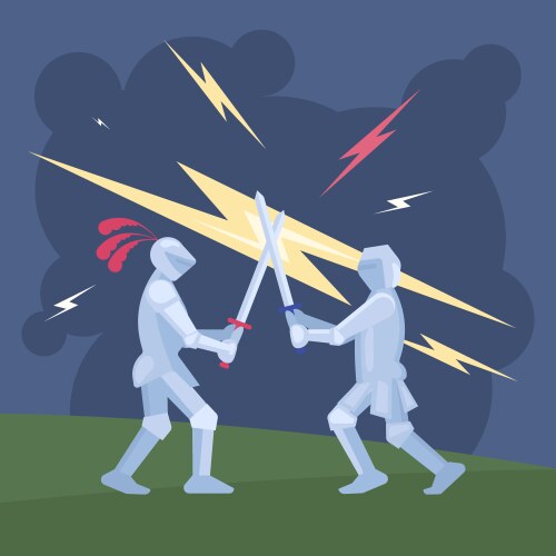 Medieval knights fight Royalty Free Vector Image