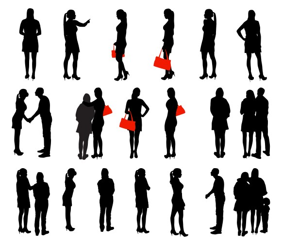 Silhouettes cartoon people Royalty Free Vector Image