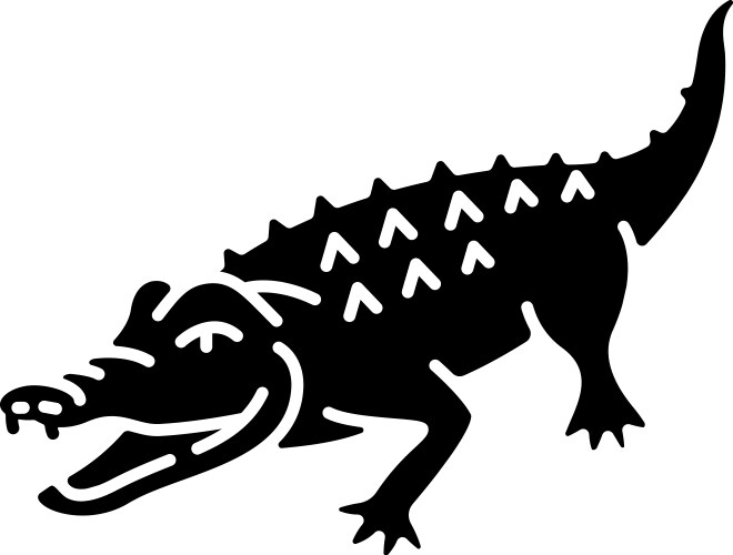 Alligator animal glyph crocodile symbol Royalty Free Vector