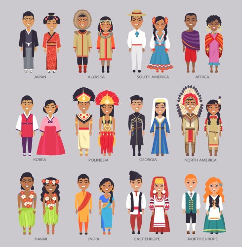 Asean in traditional costume Royalty Free Vector Image