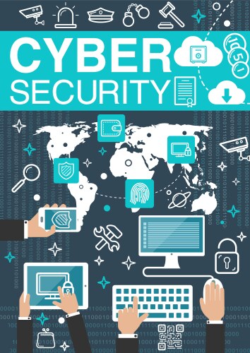 Poster of online cyber security Royalty Free Vector Image