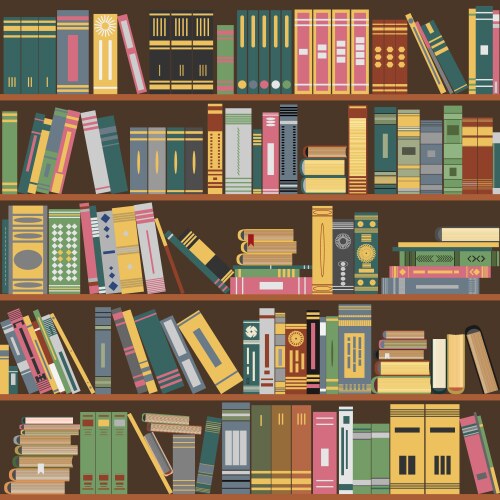 Book shelves and bookcase library bookstore Vector Image