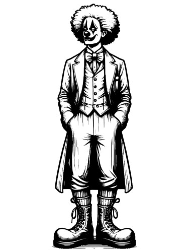 Full length clown dressed actor in makeup sketch Vector Image