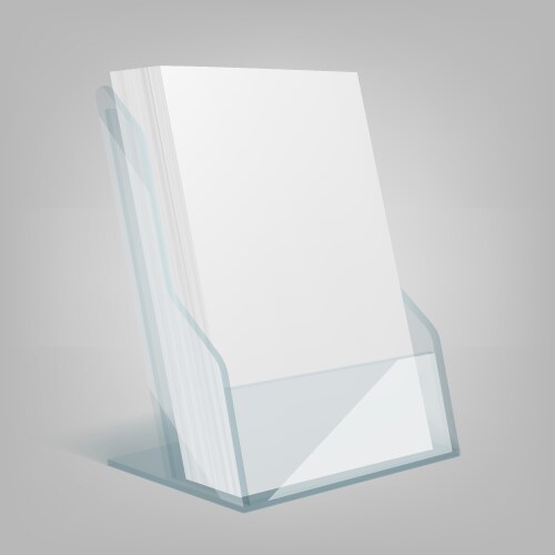 Blank flyer glass or plastic transparent stand Vector Image