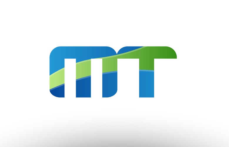 Green letter mt m t combination logo icon company Vector Image