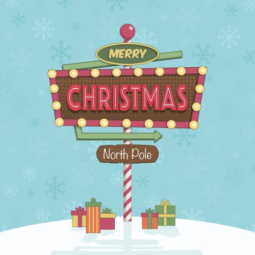 Merry christmas wood road signs arrows Royalty Free Vector