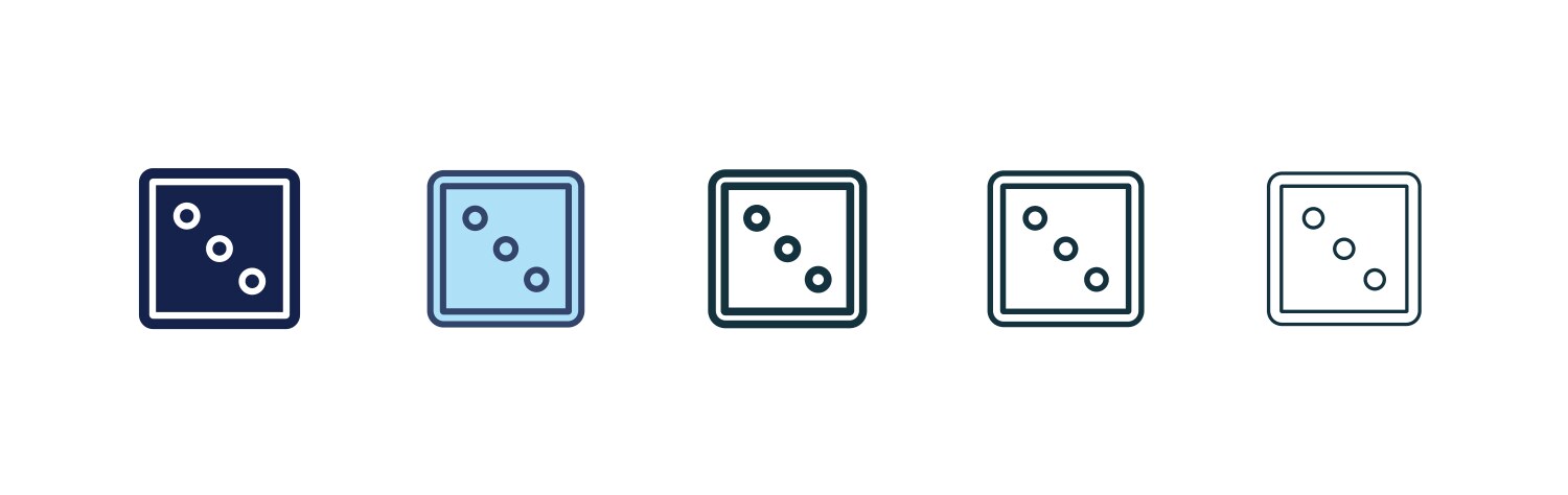 Dice six icon set in black and white outlines Vector Image
