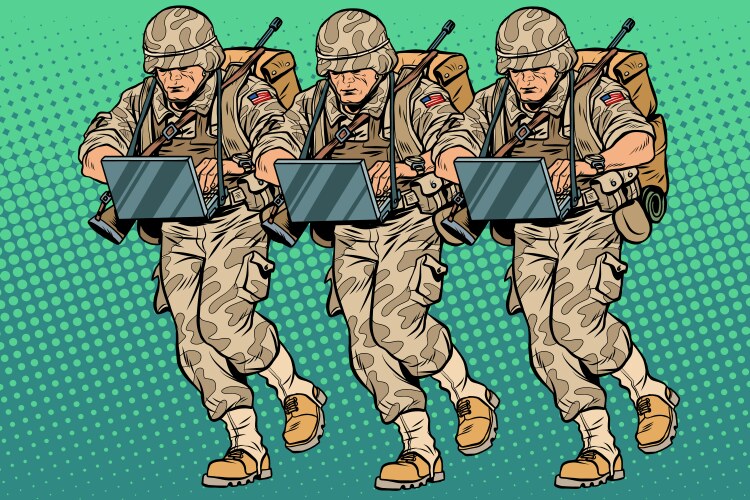 Soldier parade concept banner cartoon style Vector Image