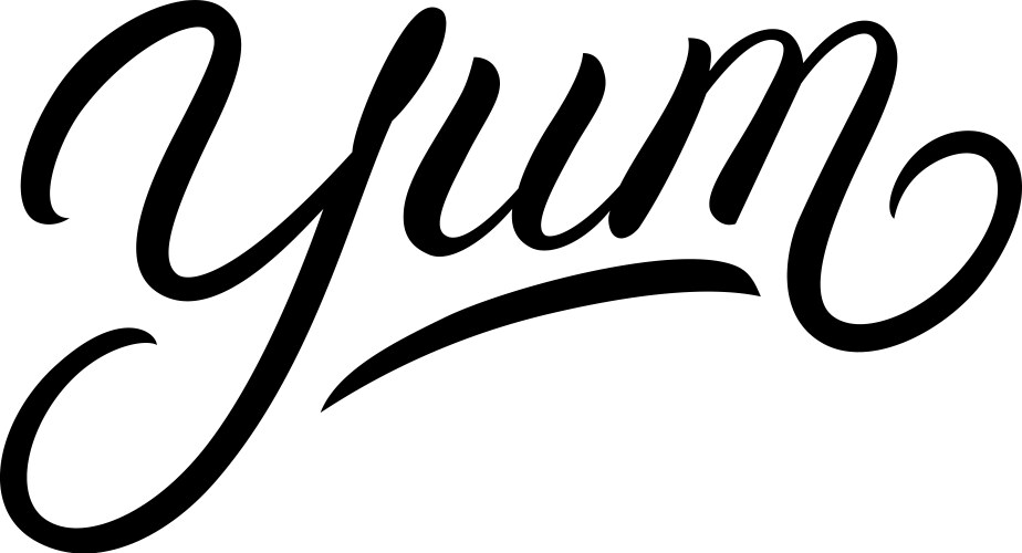 Yummy hand written word Royalty Free Vector Image