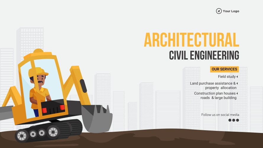 Architectural civil engineering landscape banner Vector Image