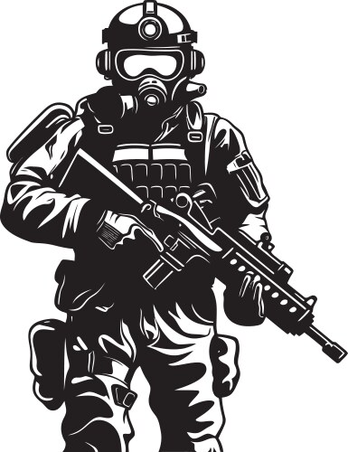 Commando guardian black iconic soldier logo Vector Image