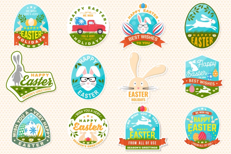 Set of happy easter holidays sticker patch Vector Image