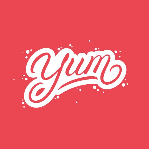 Yummy hand written word Royalty Free Vector Image