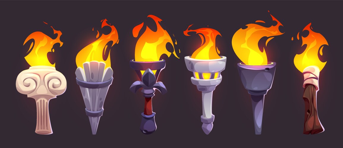 Cartoon hand holding burning torch Royalty Free Vector Image