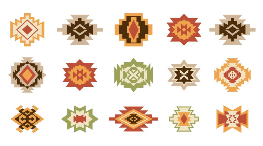 Aztec navajo elements set southwestern symbols Vector Image