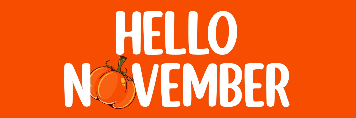Hello november text with pumpkin isolated Vector Image