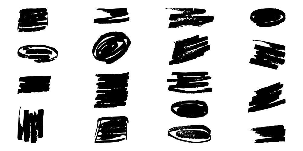 Brushes and elements for notes highlighting text Vector Image