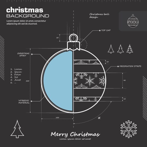 Christmas tree as technical blueprint drawing Vector Image