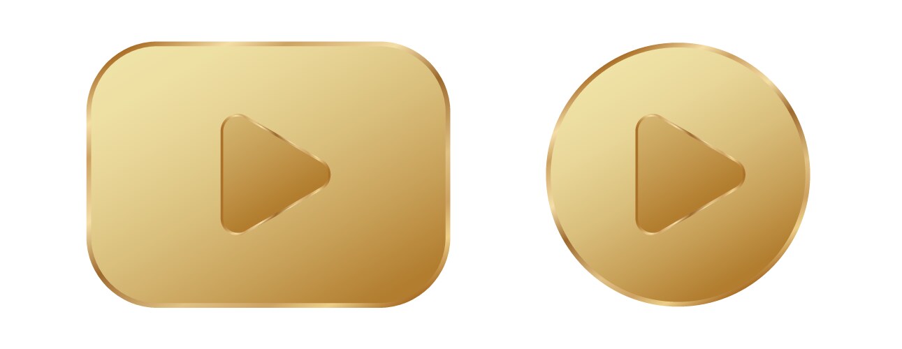 Golden 3d play button gold Royalty Free Vector Image