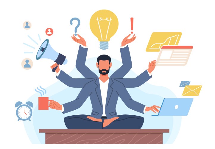 Multitasking Professionals Businessman Accounting Vector Image