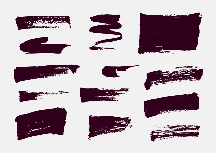 Set hand drawn paint brush strokes and stains Vector Image