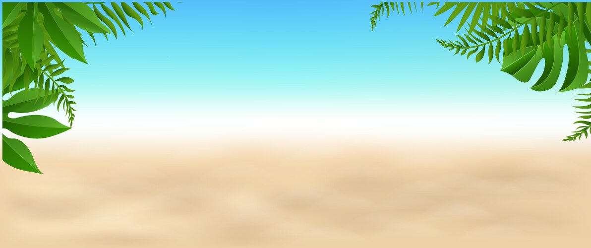 Blue sky ocean and tropical beach golden sands Vector Image