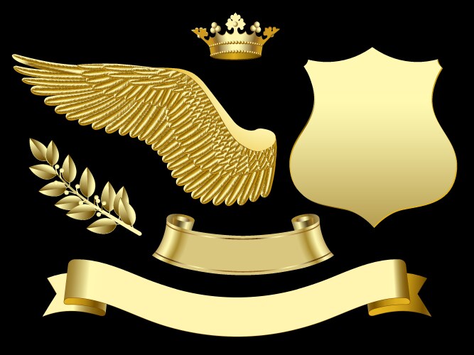 Gold Crown Wings Vector Images (over 8,200)
