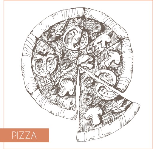 Hand drawn pizza Royalty Free Vector Image - VectorStock