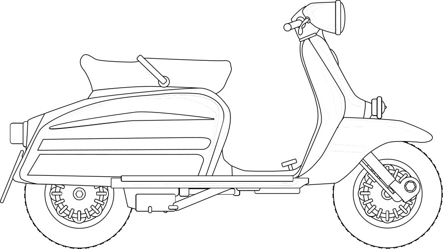 Scooter outline drawing Royalty Free Vector Image