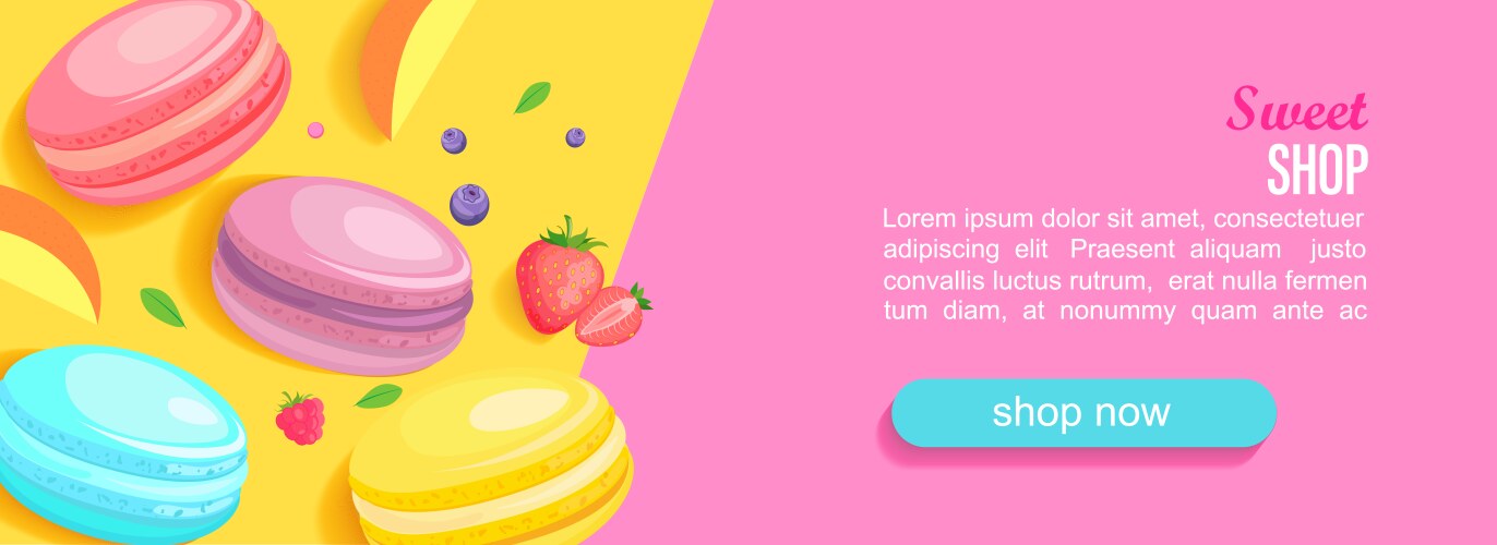 Sweet shop horizontal banner with cotton candy Vector Image