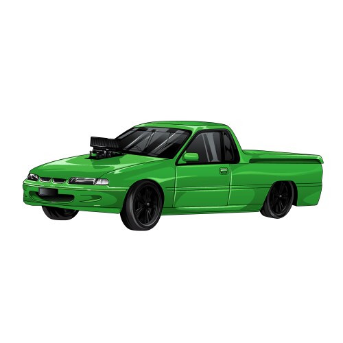 Green drag racing car with black strip Royalty Free Vector
