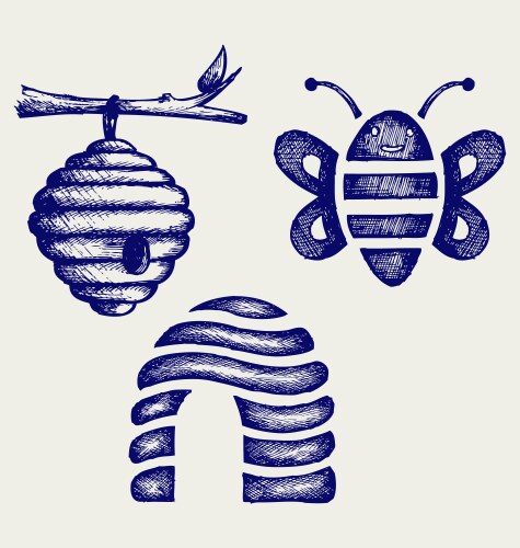 Bees on honey cells Royalty Free Vector Image - VectorStock