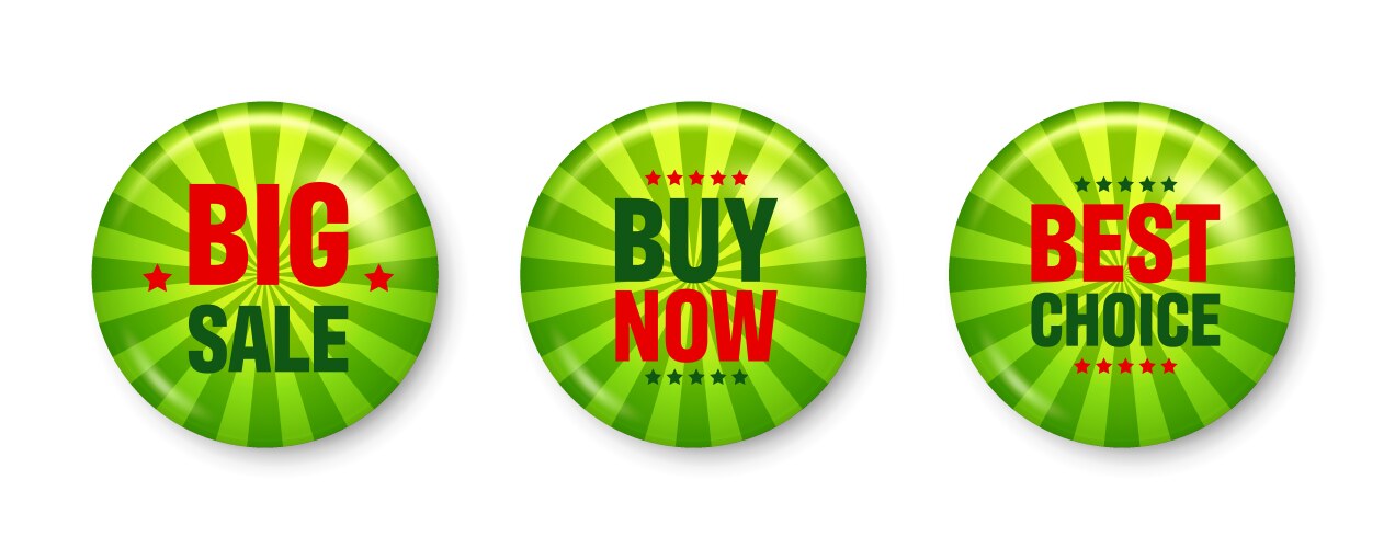 Realistic funky badges with text product Vector Image