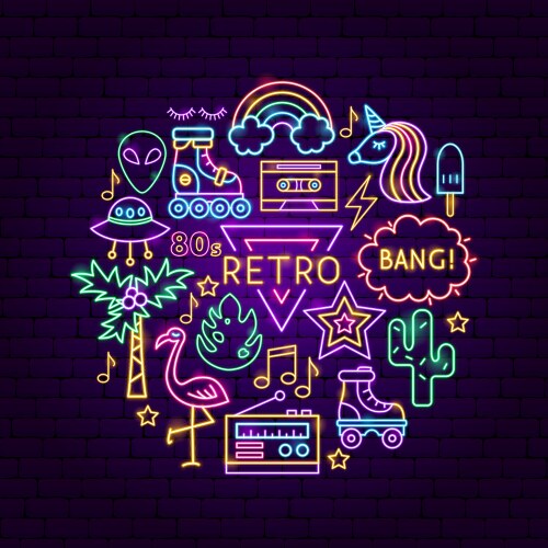 Back to the 80s neon sign Royalty Free Vector Image