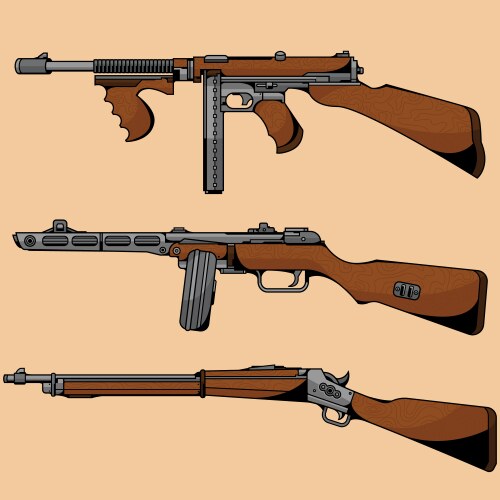 Set machine gun Royalty Free Vector Image - VectorStock