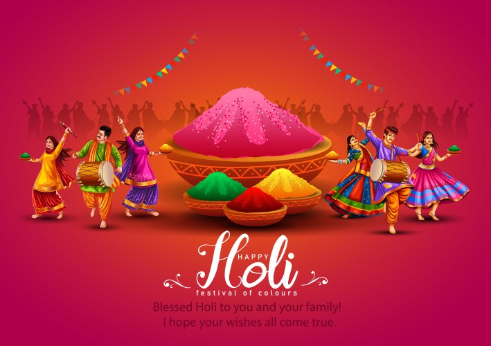 Holi Festival Stage Backdrop Royalty Free Vector Image