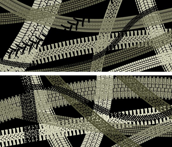 Horizontal banners of shoe and tire prints Vector Image