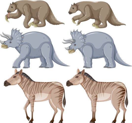 A set of extinct animals sticker Royalty Free Vector Image