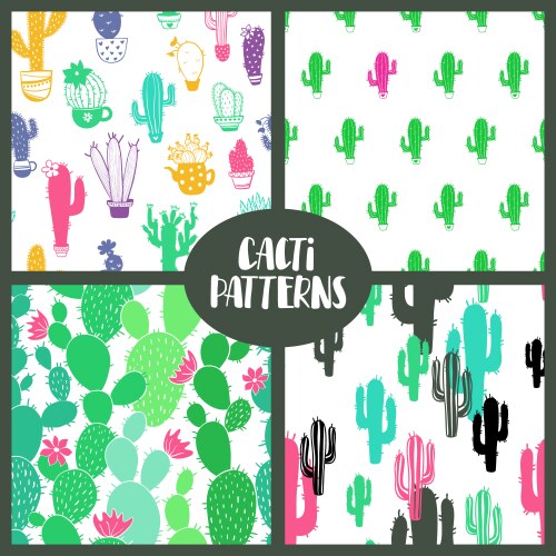 Cute kawaii cactus seamless pattern coloring Vector Image
